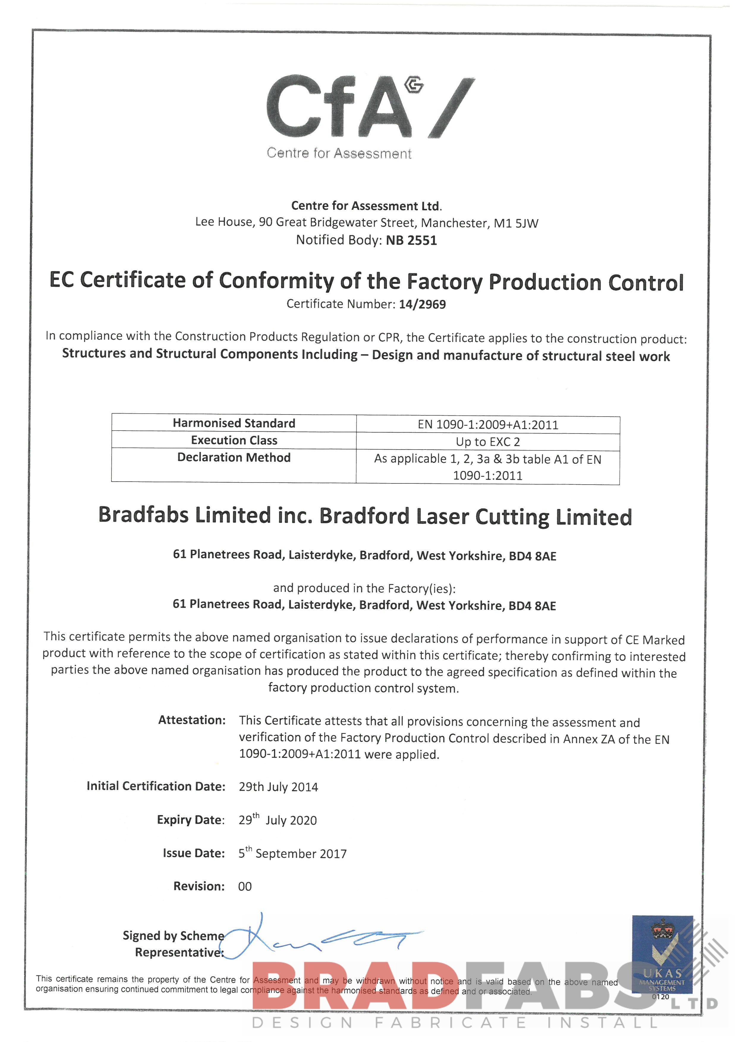 Steel Fabricators of Balconies, Staircases. Bradfabs CE Certificate ...